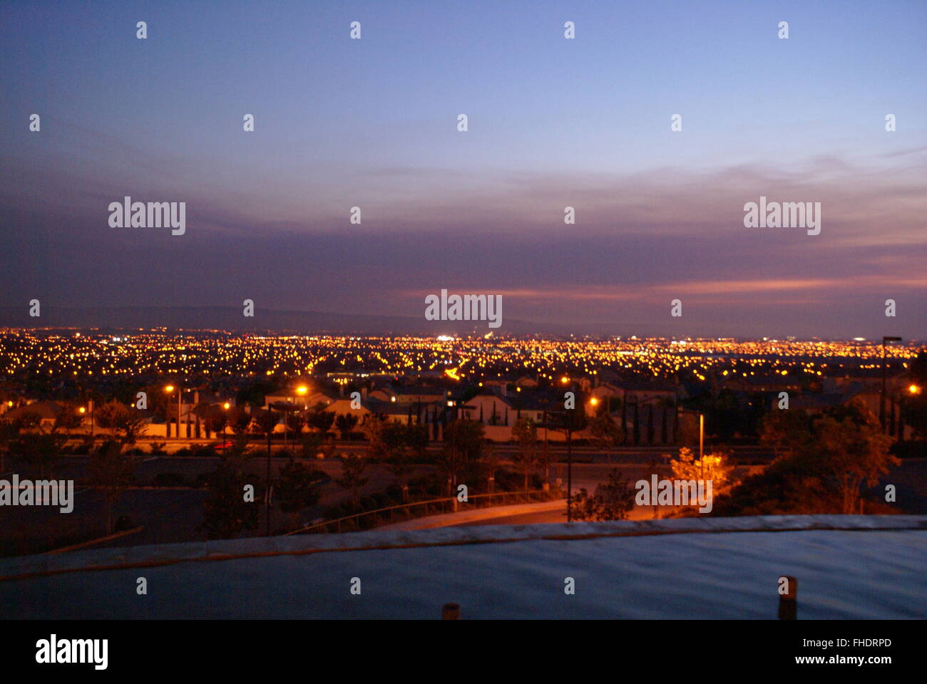 Night view of San Jose from hill top, California, USA, with beautiful ...