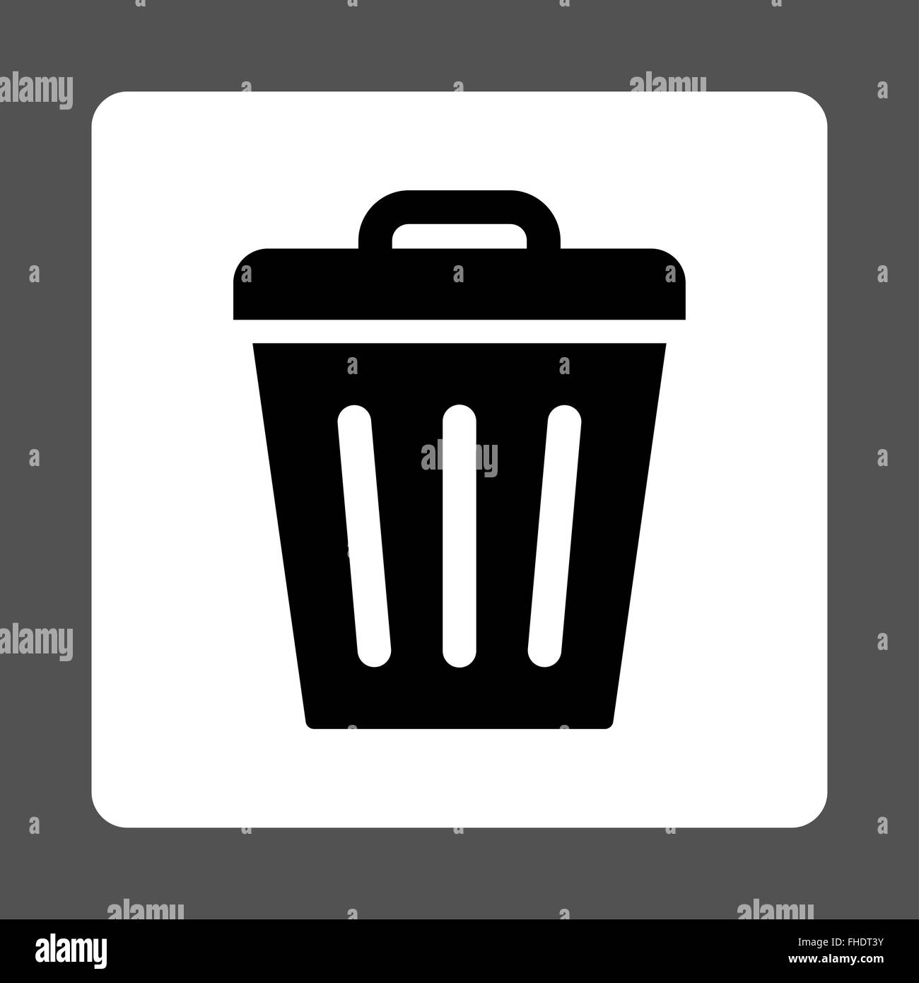 Trash Can flat black and white colors rounded button Stock Photo - Alamy