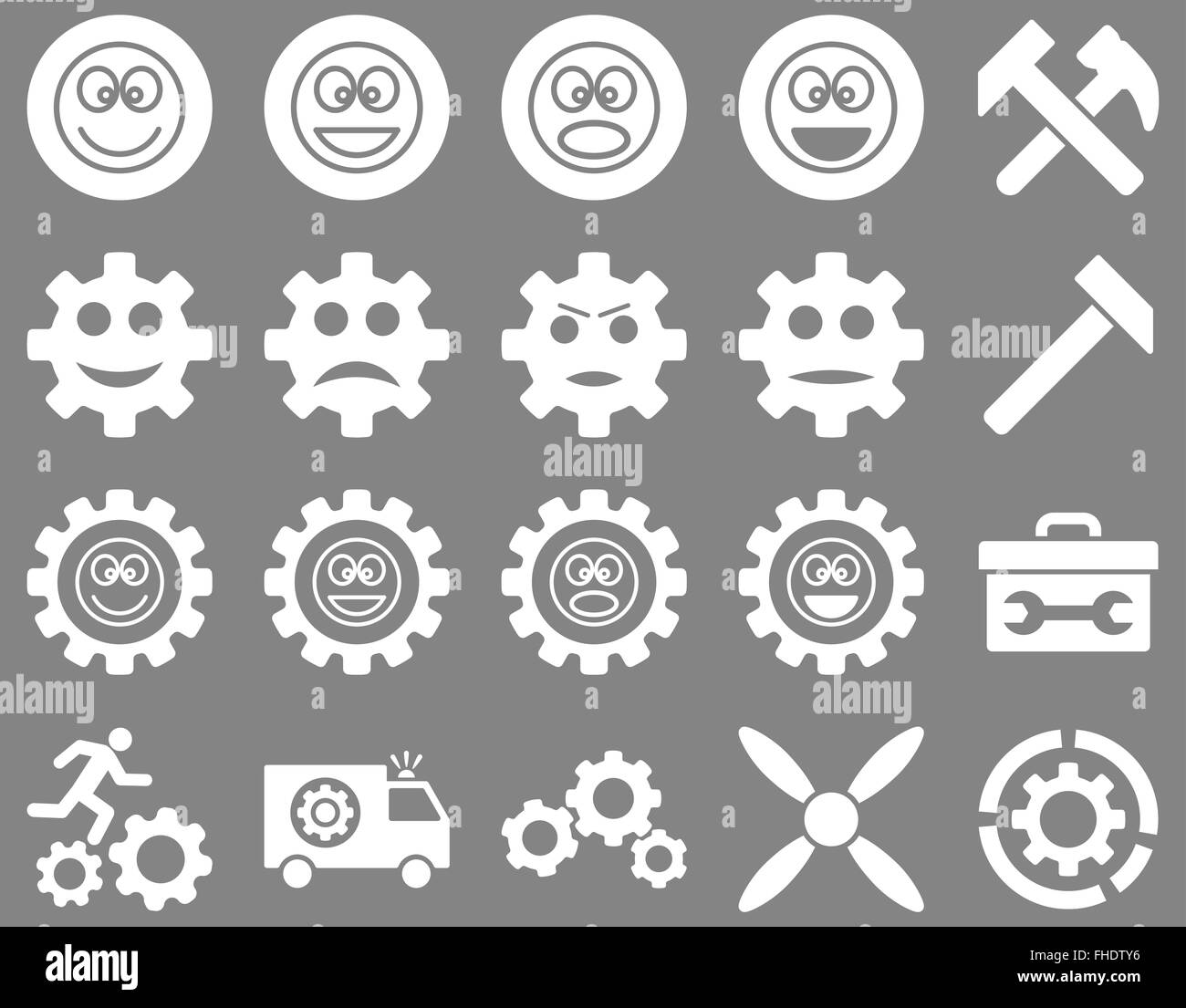 Tools and Smile Gears Icons Stock Photo - Alamy