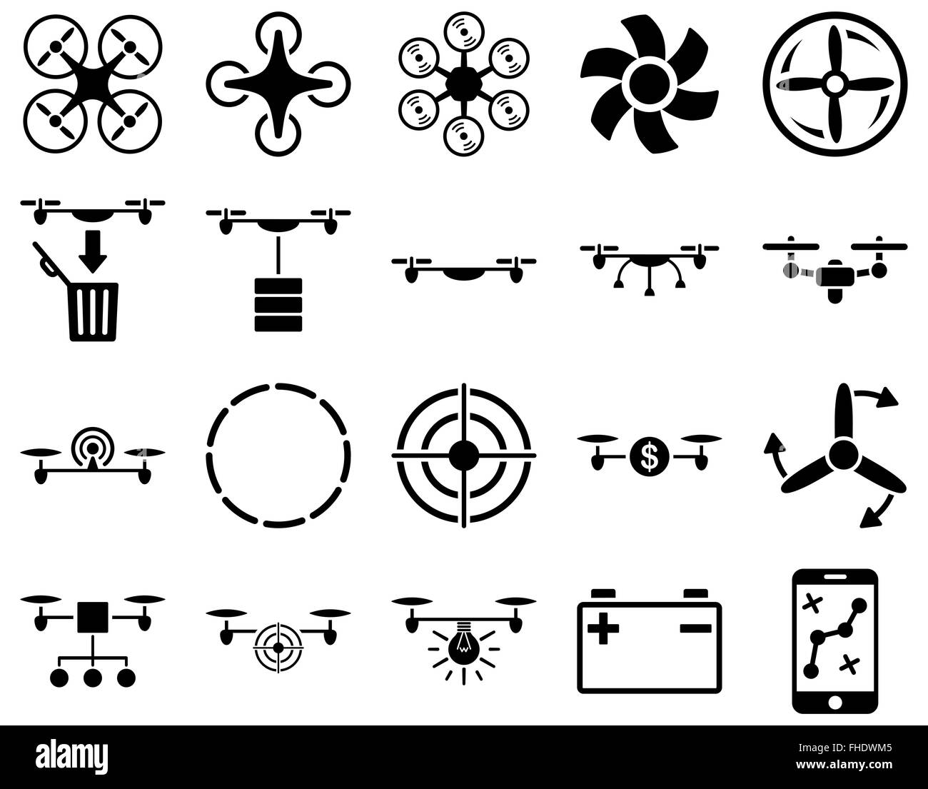 Air drone and quadcopter tool icons Stock Photo - Alamy
