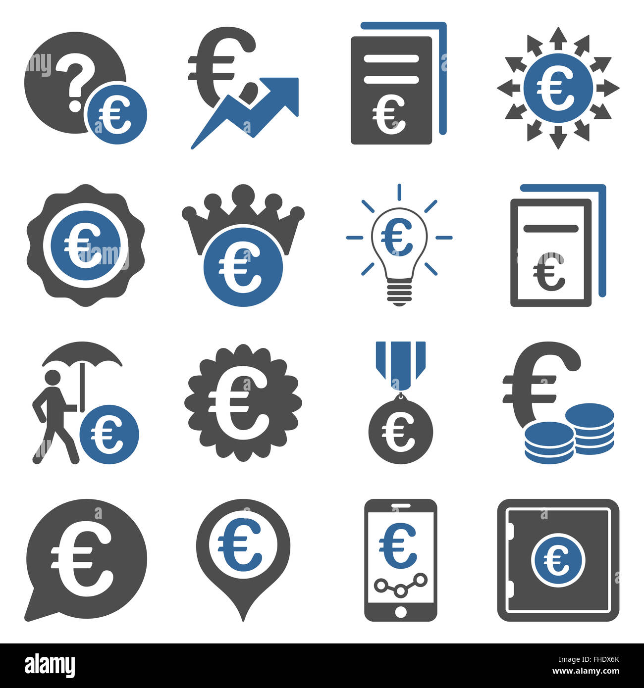 Euro banking business and service tools icons Stock Photo - Alamy