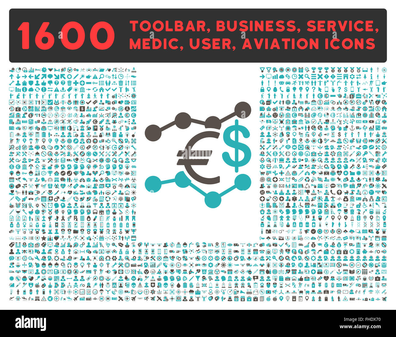 Currency Trends Icon with Large Pictogram Collection Stock Photo - Alamy