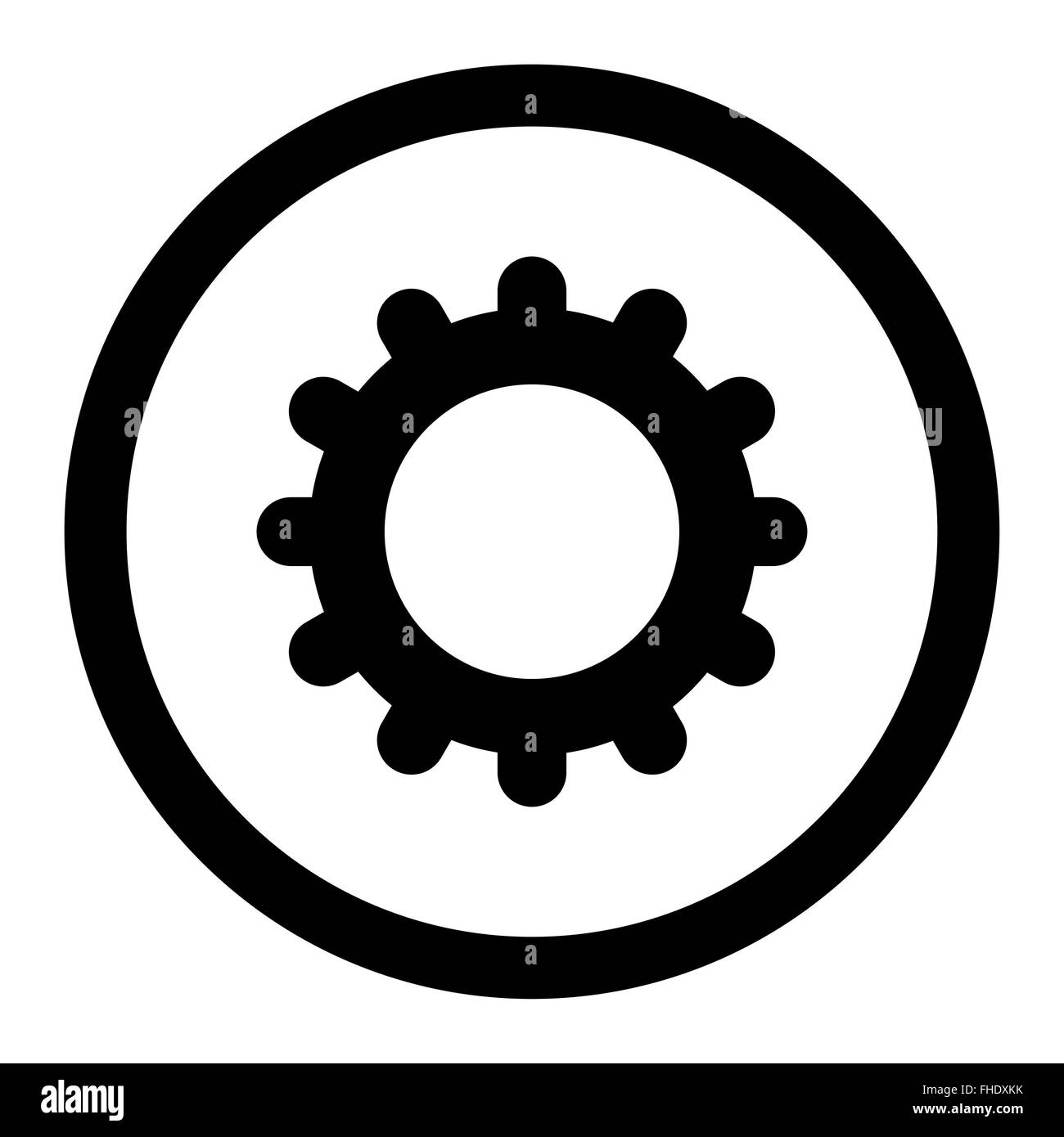 Gear flat black color rounded vector icon Stock Photo - Alamy