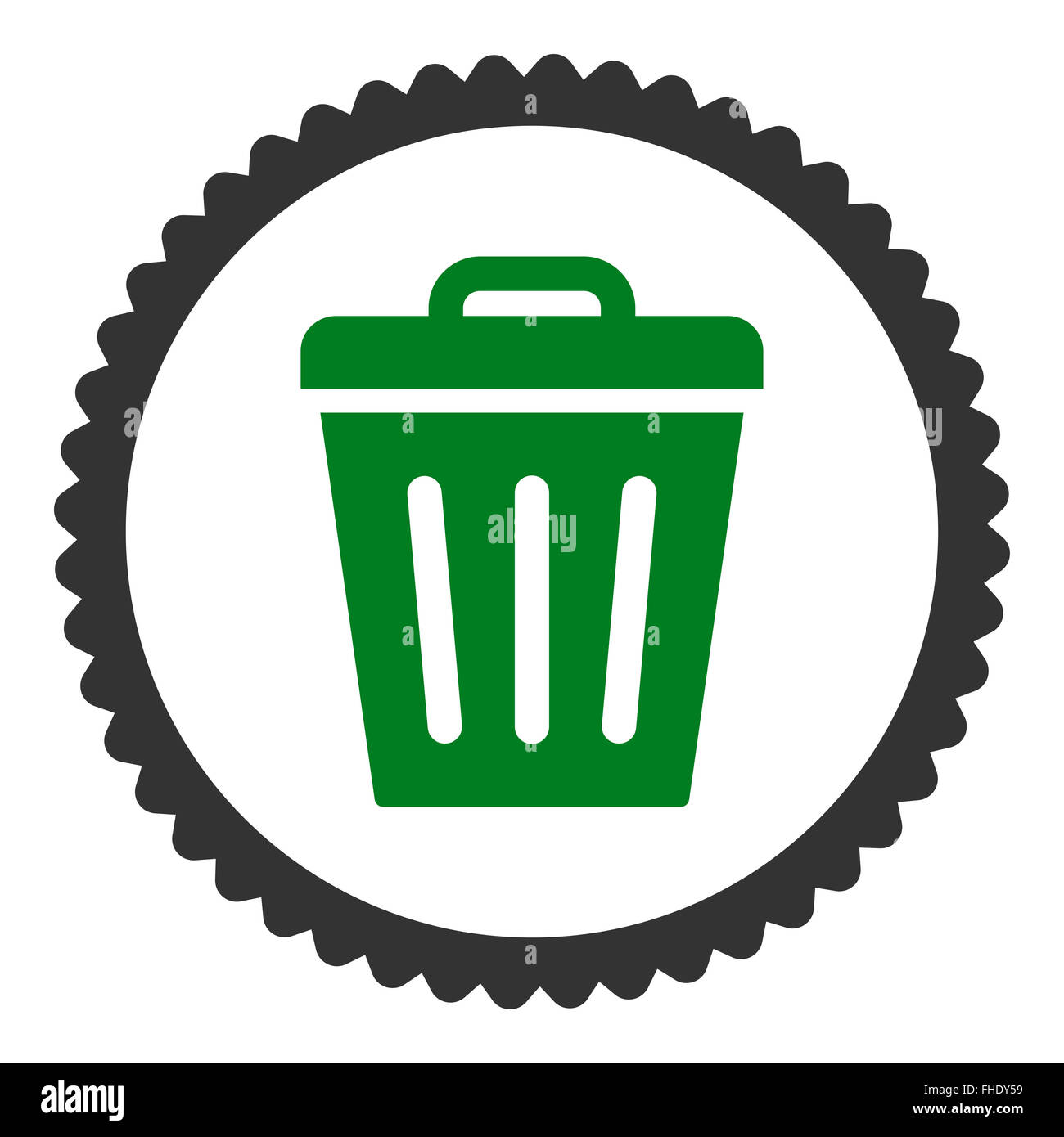 Trash Can flat green and gray colors round stamp icon Stock Photo - Alamy