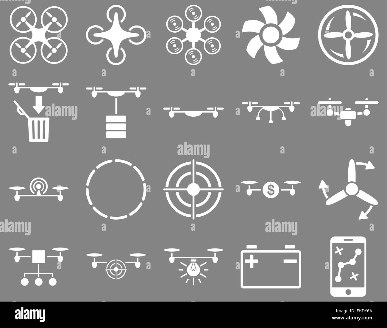 Air drone and quadcopter tool icons Stock Photo - Alamy