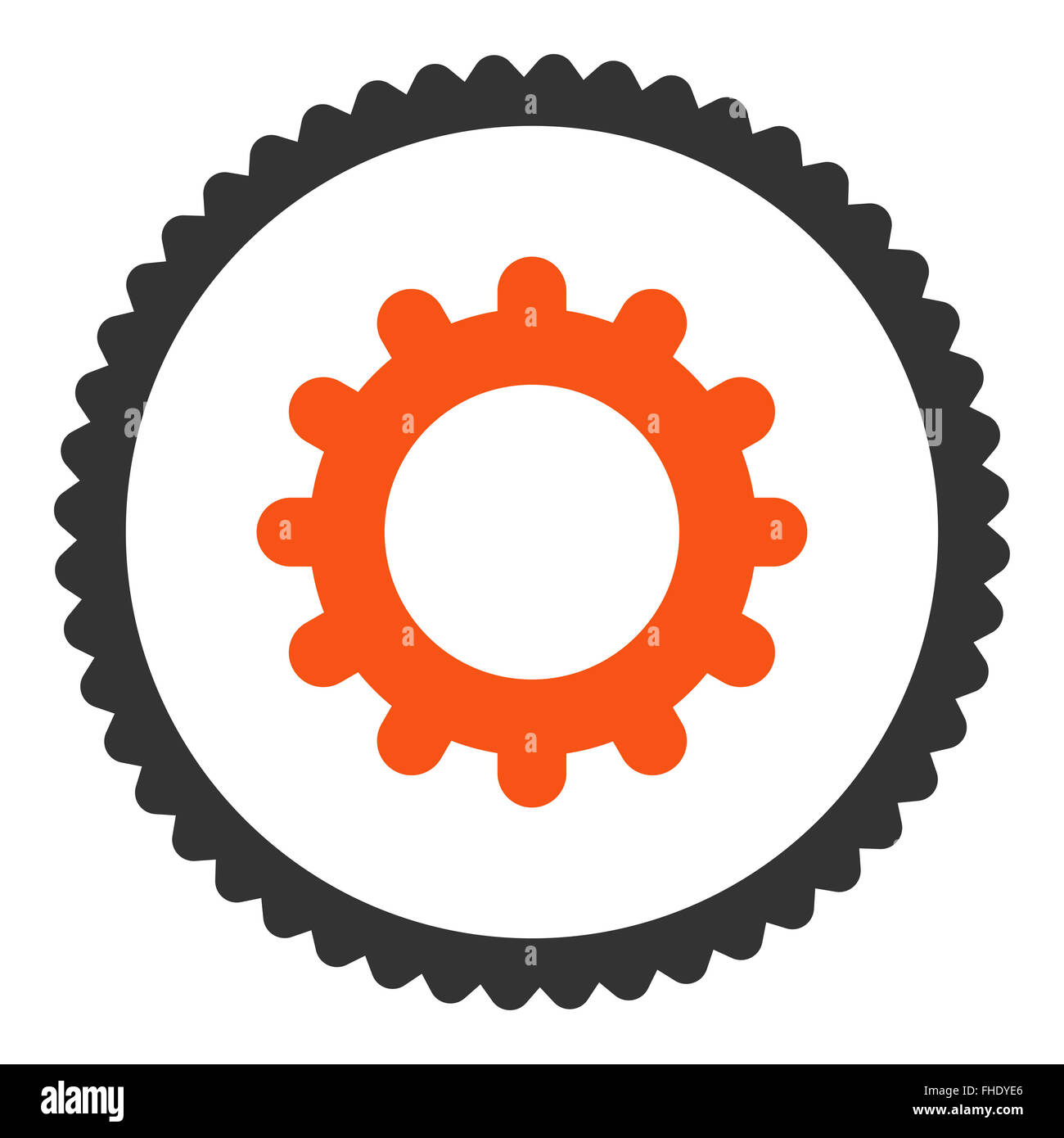 Gear flat orange and gray colors round stamp icon Stock Photo - Alamy
