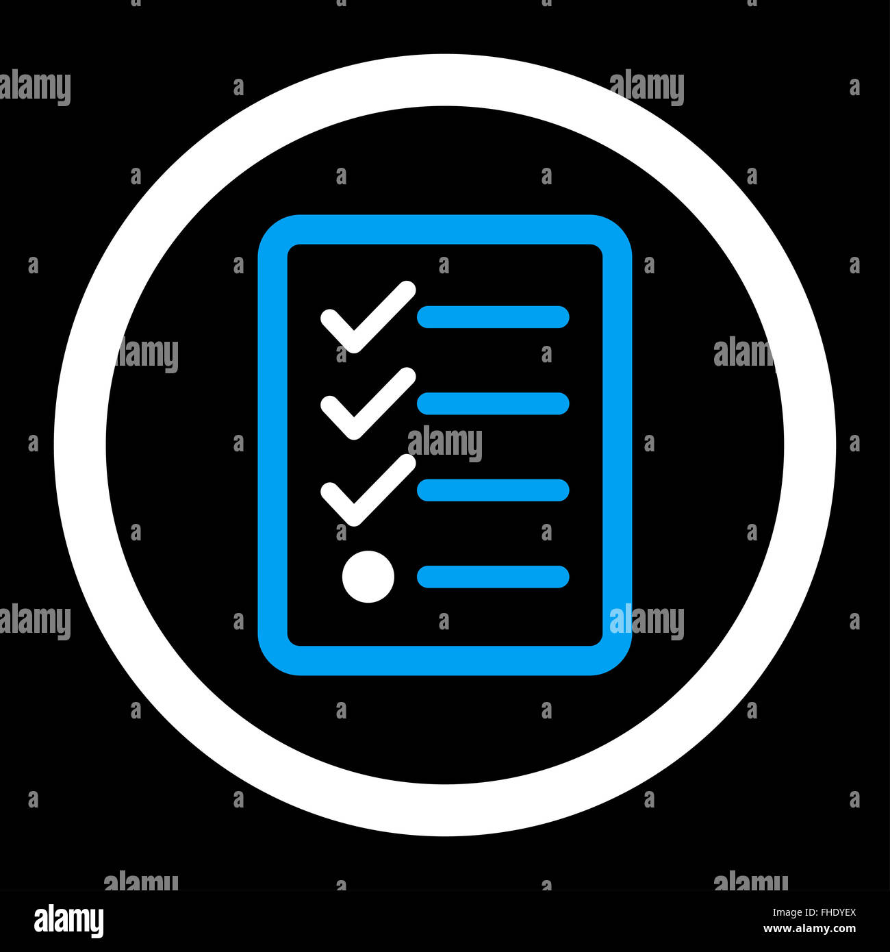 Checklist flat blue and white colors rounded vector icon Stock Photo ...