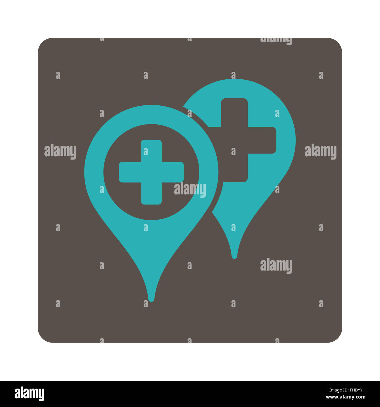 Hospital Map Markers Flat Button Stock Photo - Alamy