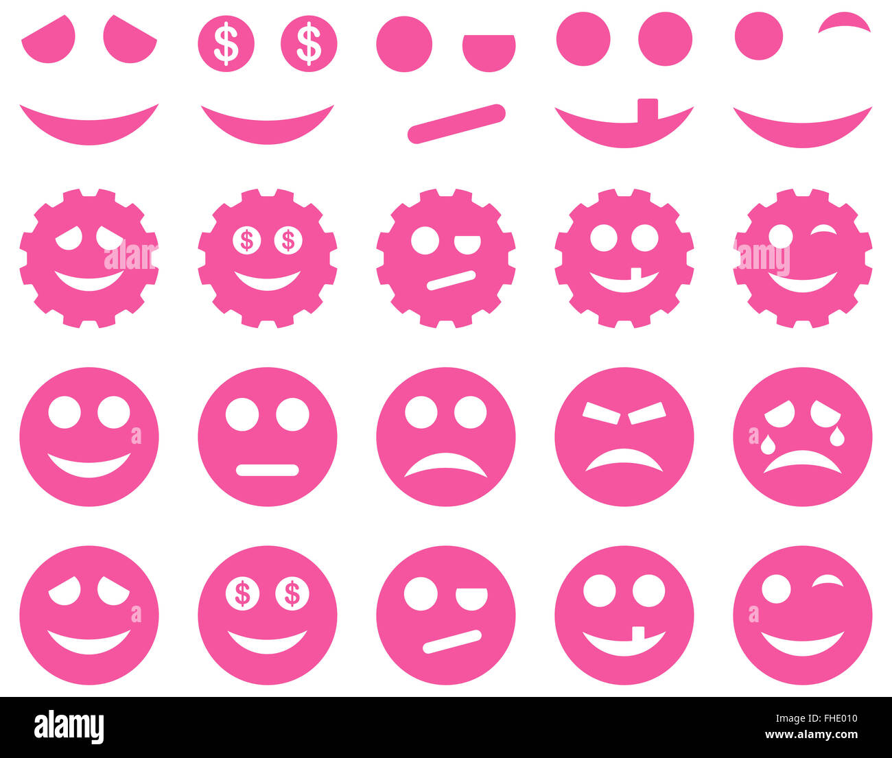 Tools, gears, smiles, emoticons icons Stock Photo - Alamy