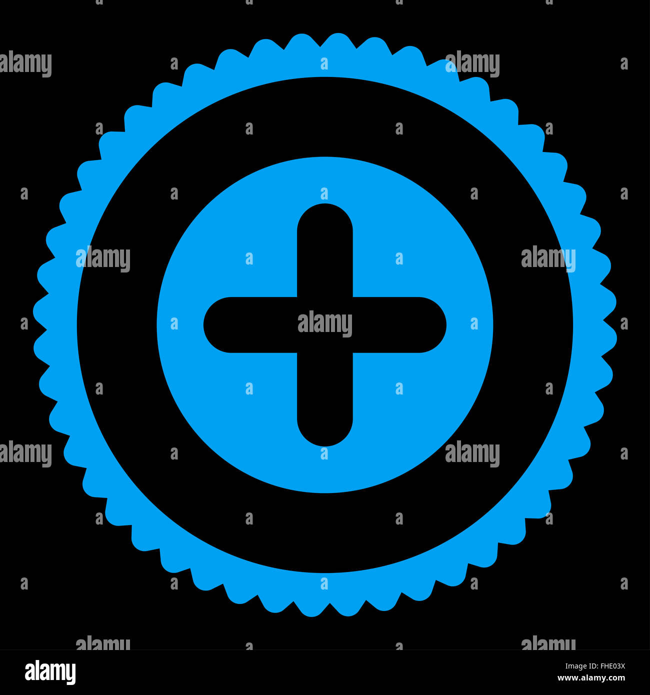 Create flat blue color round stamp icon Stock Photo - Alamy