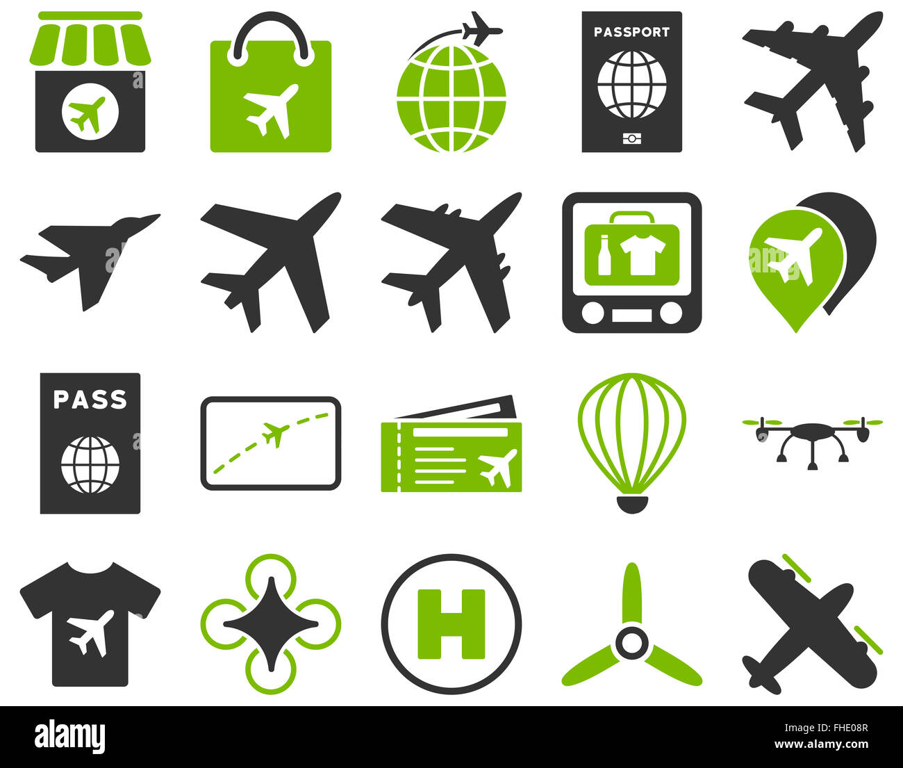 Airport Icon Set Stock Photo - Alamy