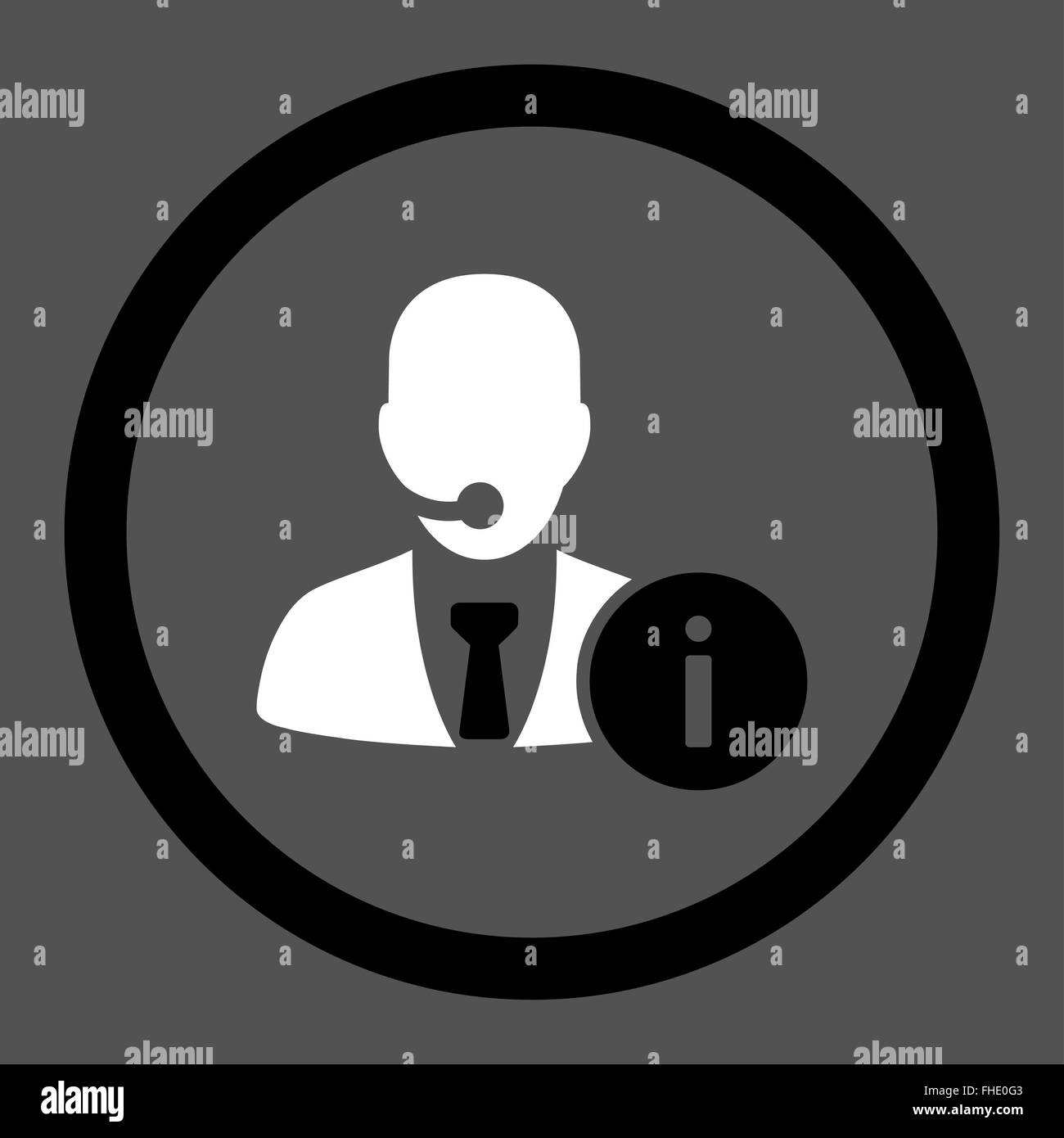 Help desk flat black and white colors rounded vector icon Stock Photo ...