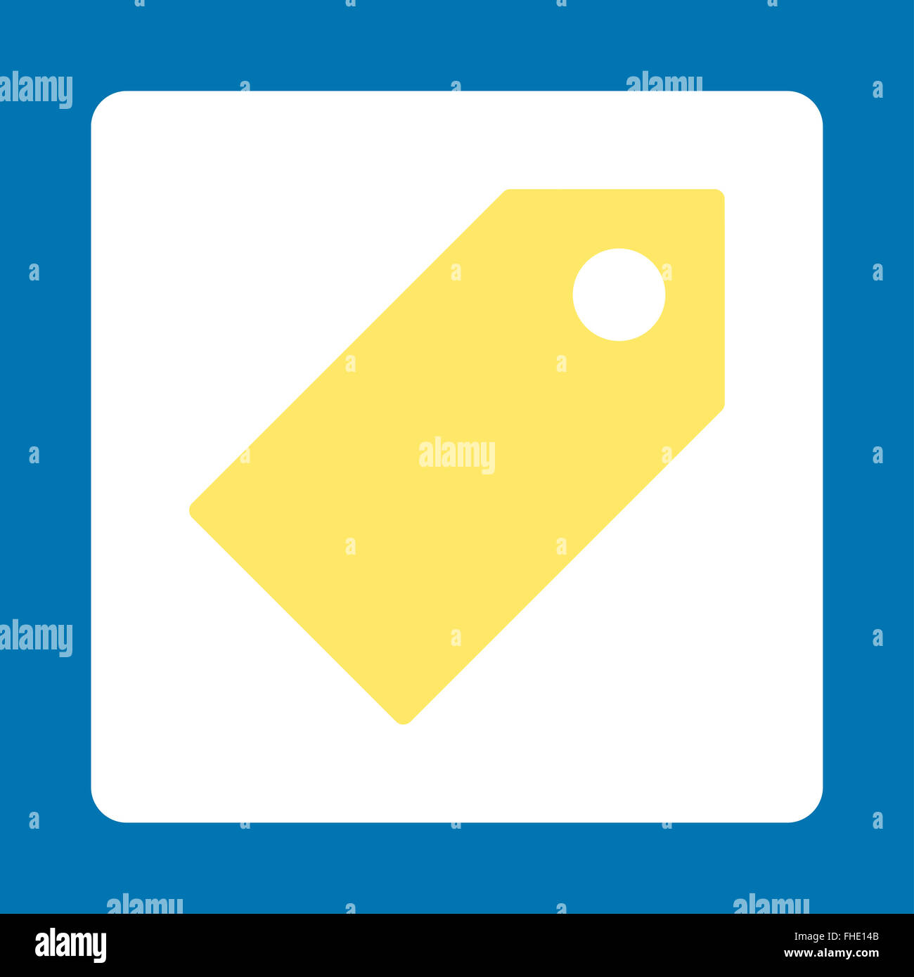 Tag flat yellow and white colors rounded button Stock Photo - Alamy