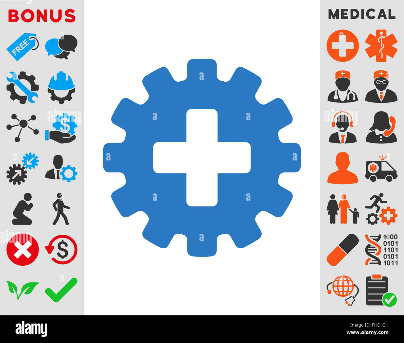 Plus Gear Icon Stock Photo - Alamy