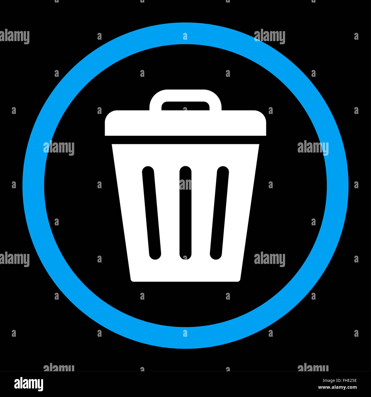 Trash Can flat blue and white colors rounded raster icon Stock Photo ...
