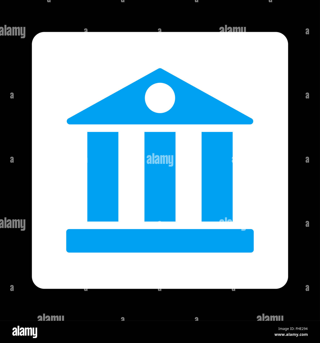 Bank flat blue and white colors rounded button Stock Photo - Alamy