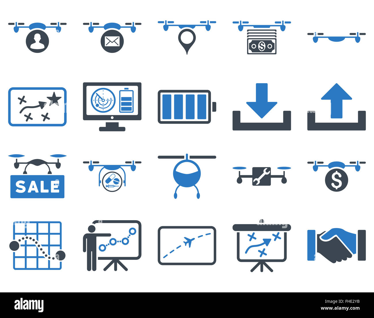 Air drone and quadcopter tool icons Stock Photo - Alamy