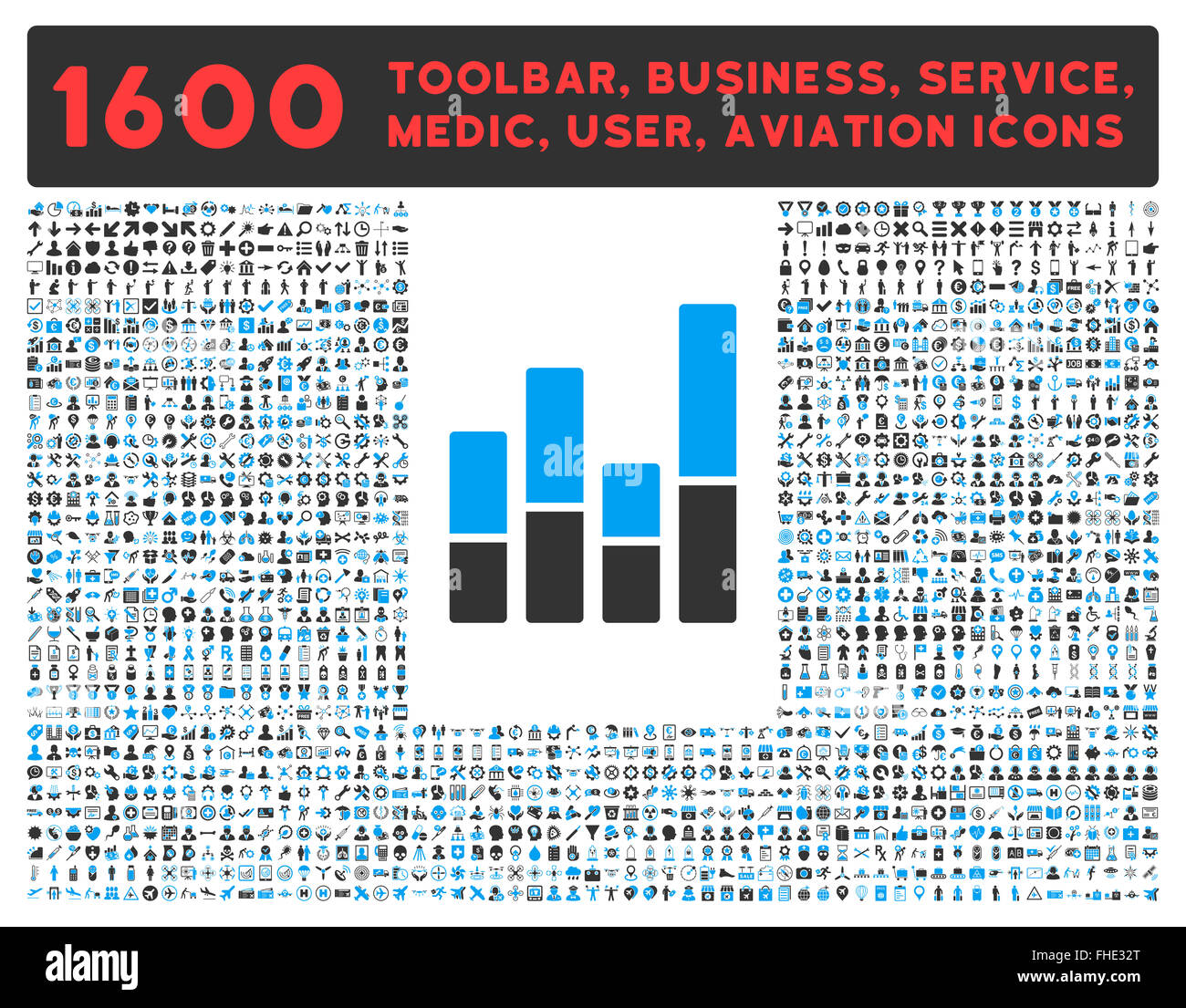 Bar Chart Icon with Large Pictogram Collection Stock Photo - Alamy