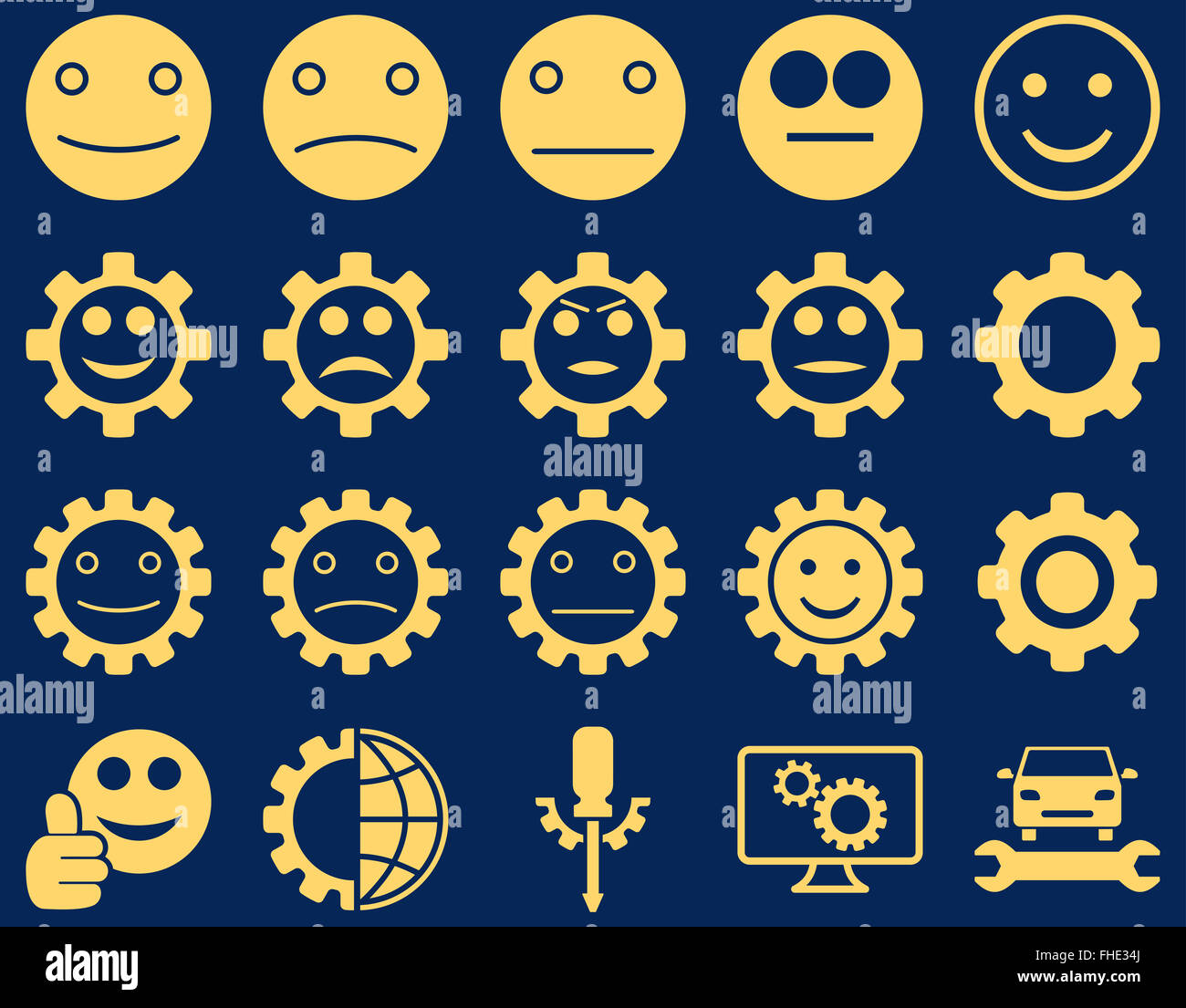 Tools and Smile Gears Icons Stock Photo - Alamy