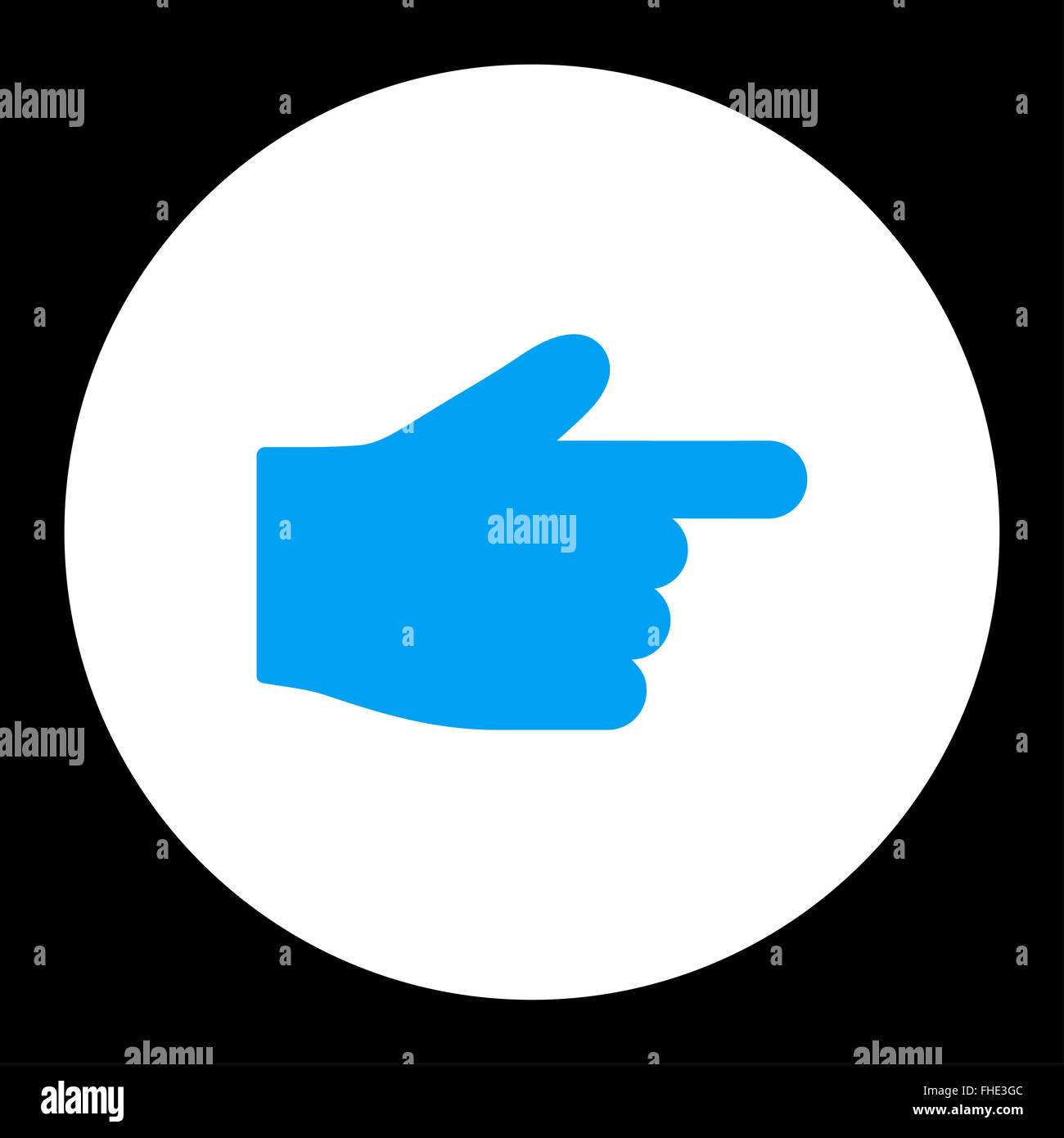 Index Finger flat blue and white colors round button Stock Photo - Alamy