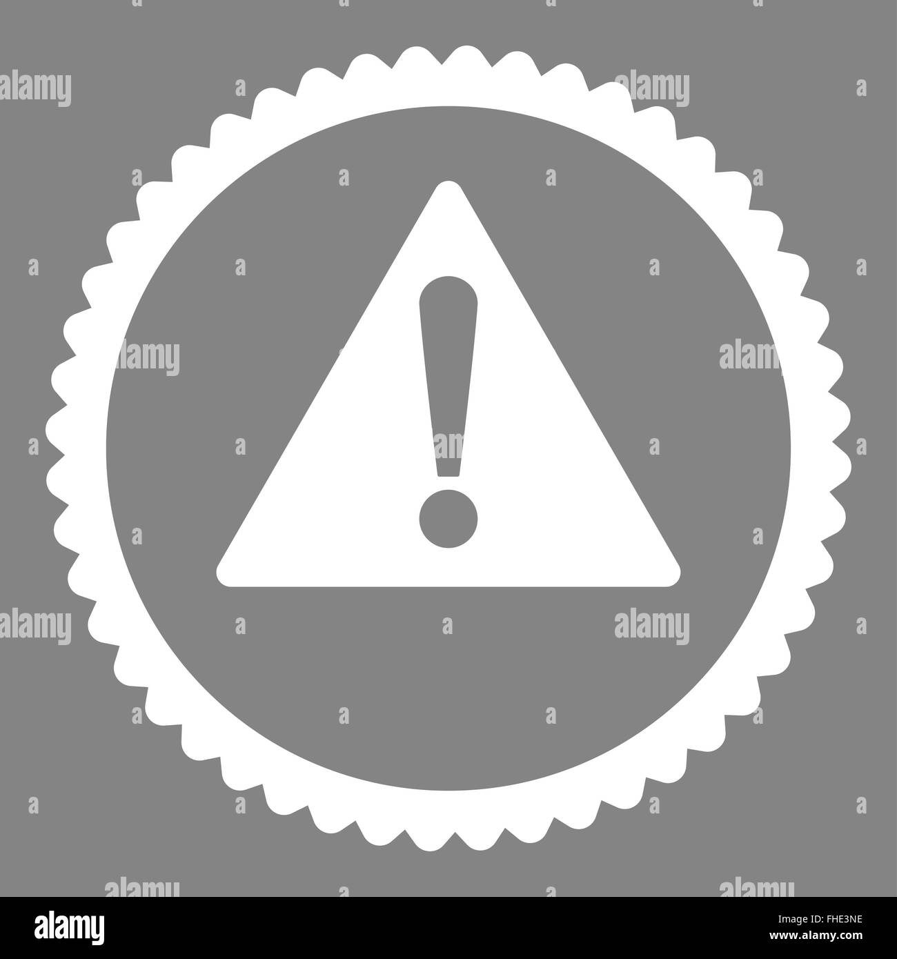Warning flat white color round stamp icon Stock Photo - Alamy