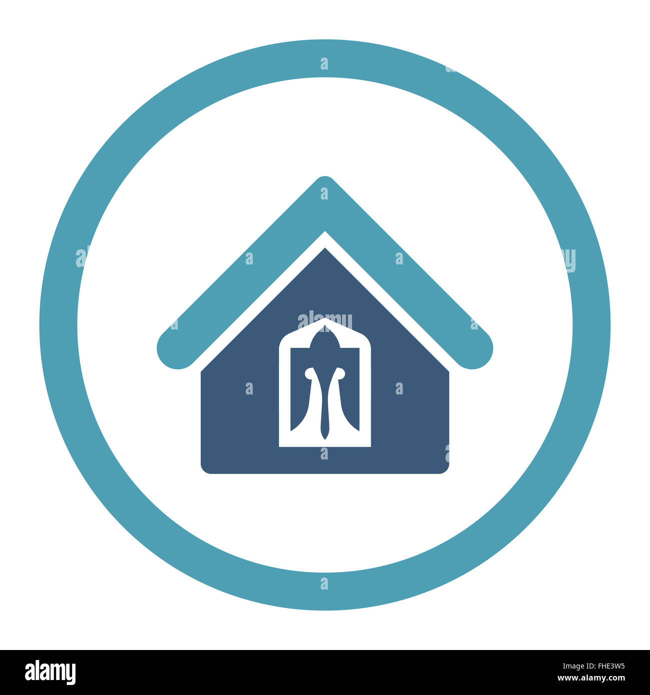 Home flat cyan and blue colors rounded vector icon Stock Photo - Alamy