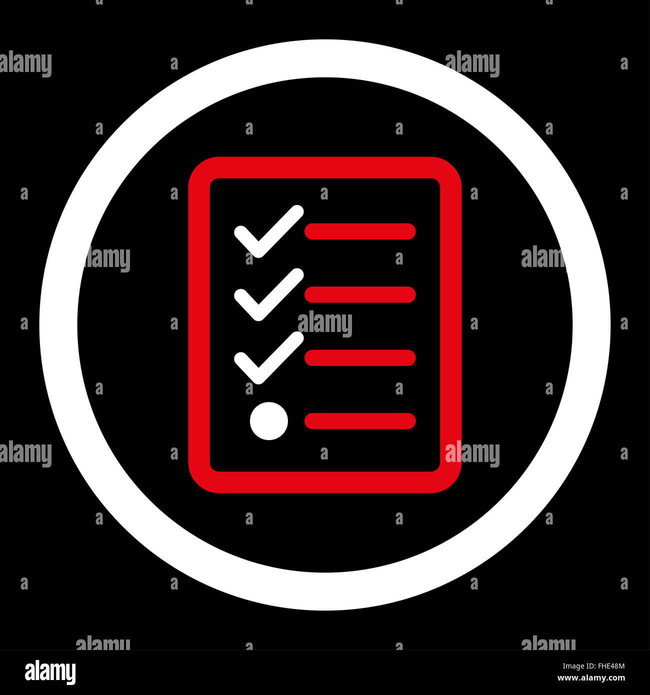 Checklist flat red and white colors rounded vector icon Stock Photo - Alamy
