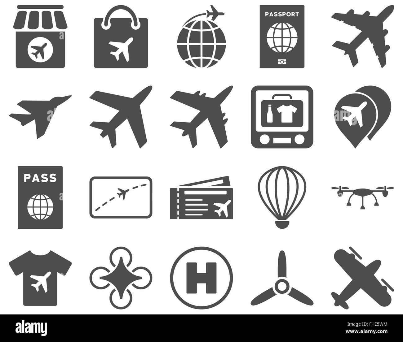 Airport Icon Set Stock Photo - Alamy