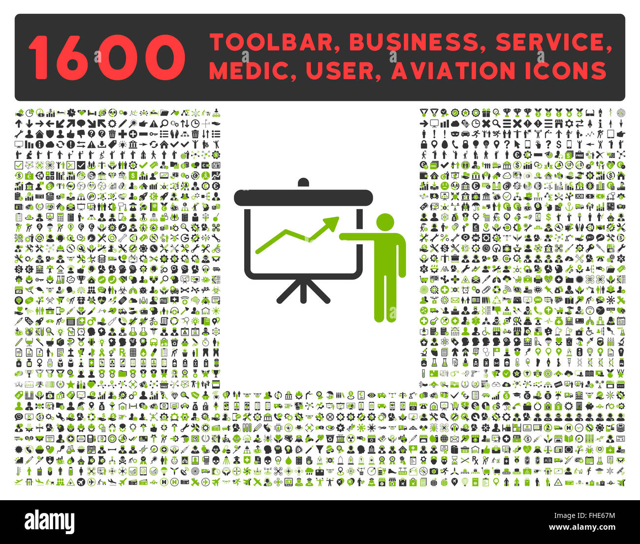 Project Presentation Icon with Large Pictogram Collection Stock Photo ...