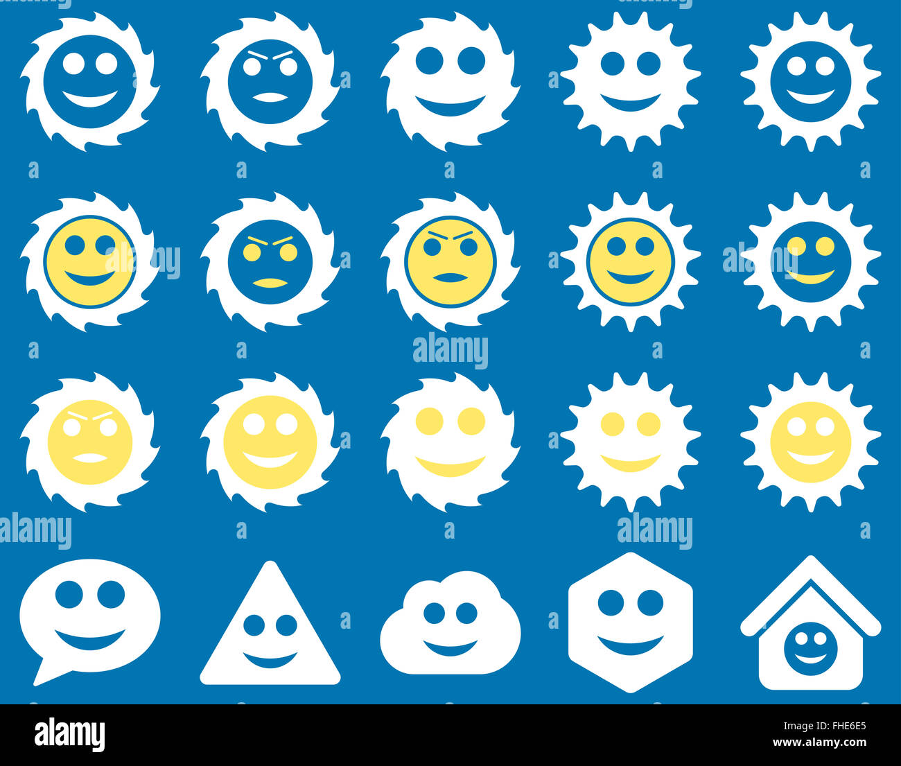 Tools, gears, smiles, emotions icons Stock Photo - Alamy