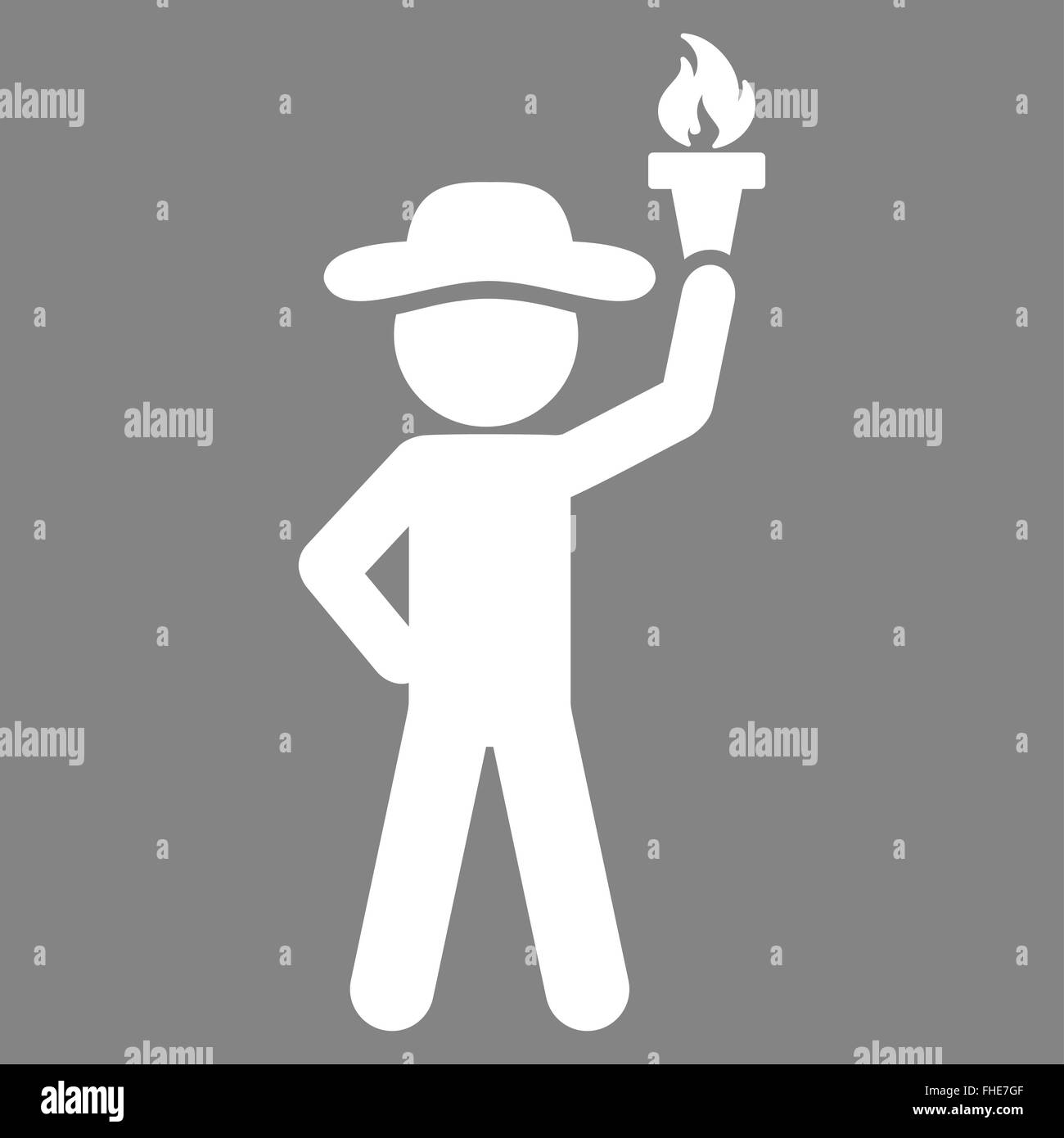 Man With Freedom Torch Icon Stock Photo - Alamy