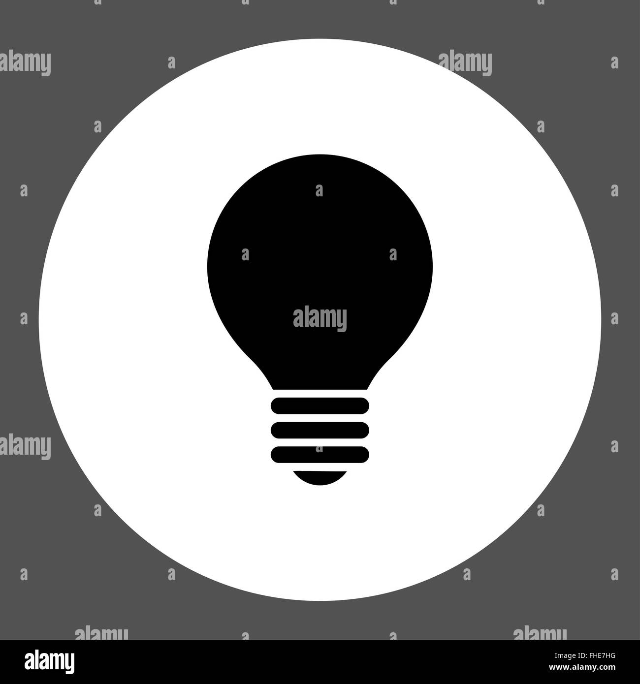 Electric Bulb flat black and white colors round button Stock Photo - Alamy