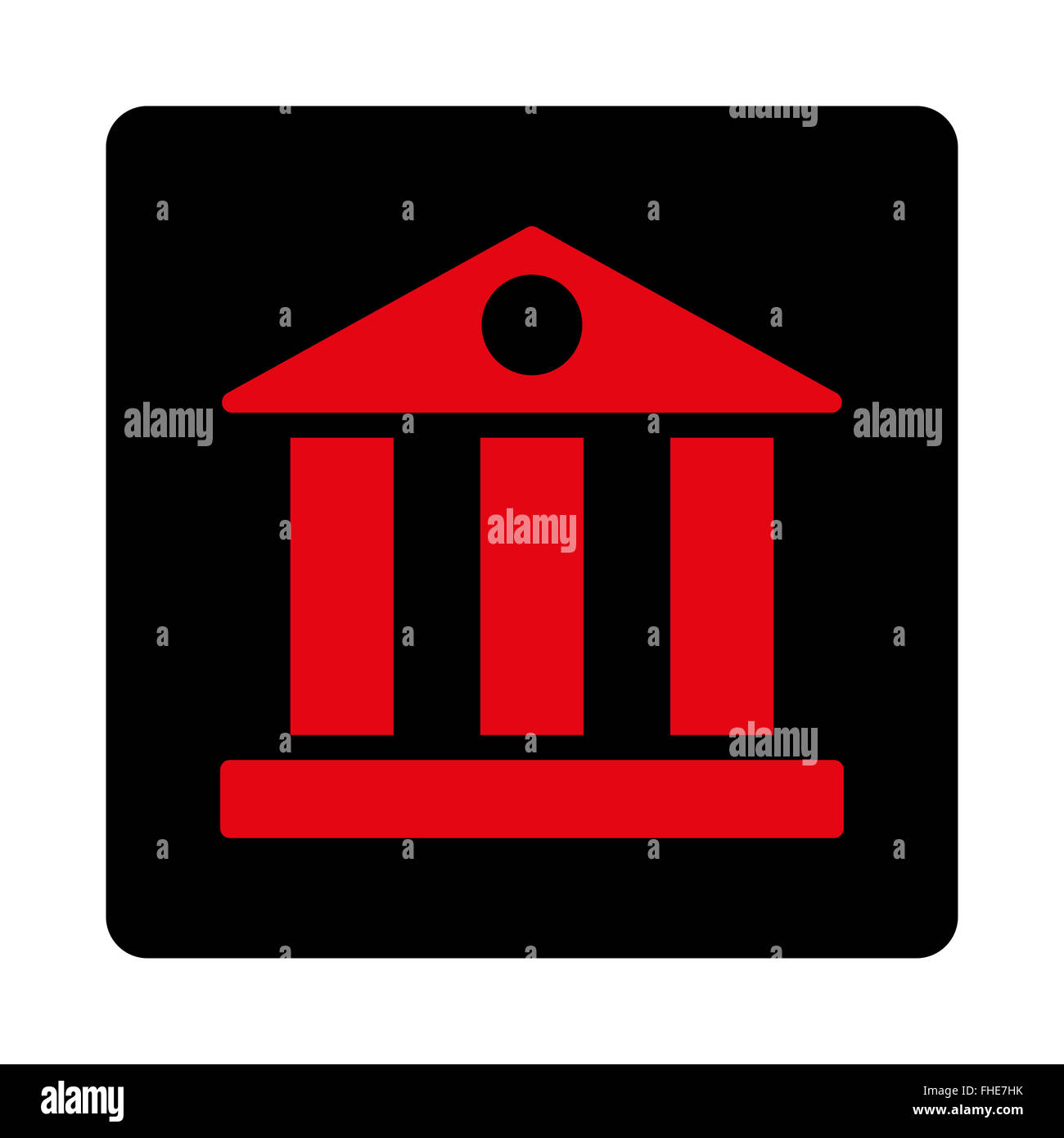 Bank flat intensive red and black colors rounded button Stock Photo - Alamy