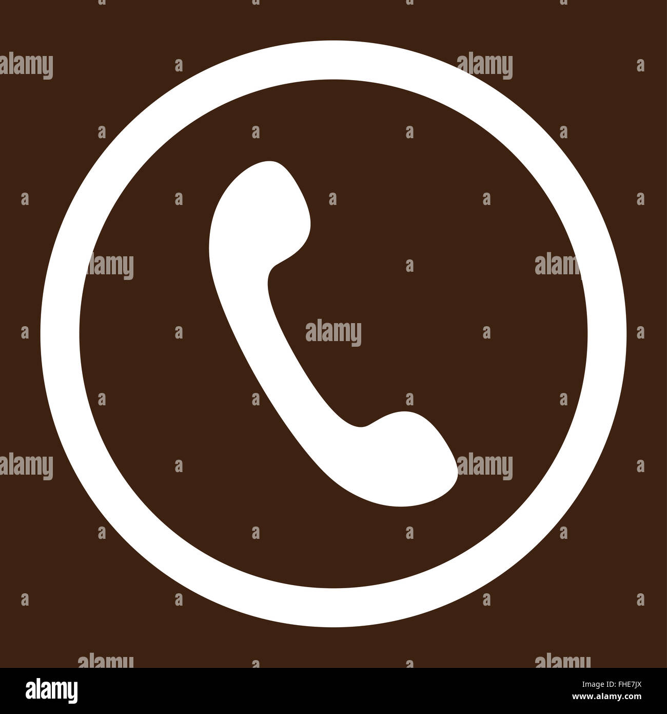 Phone flat white color rounded raster icon Stock Photo - Alamy