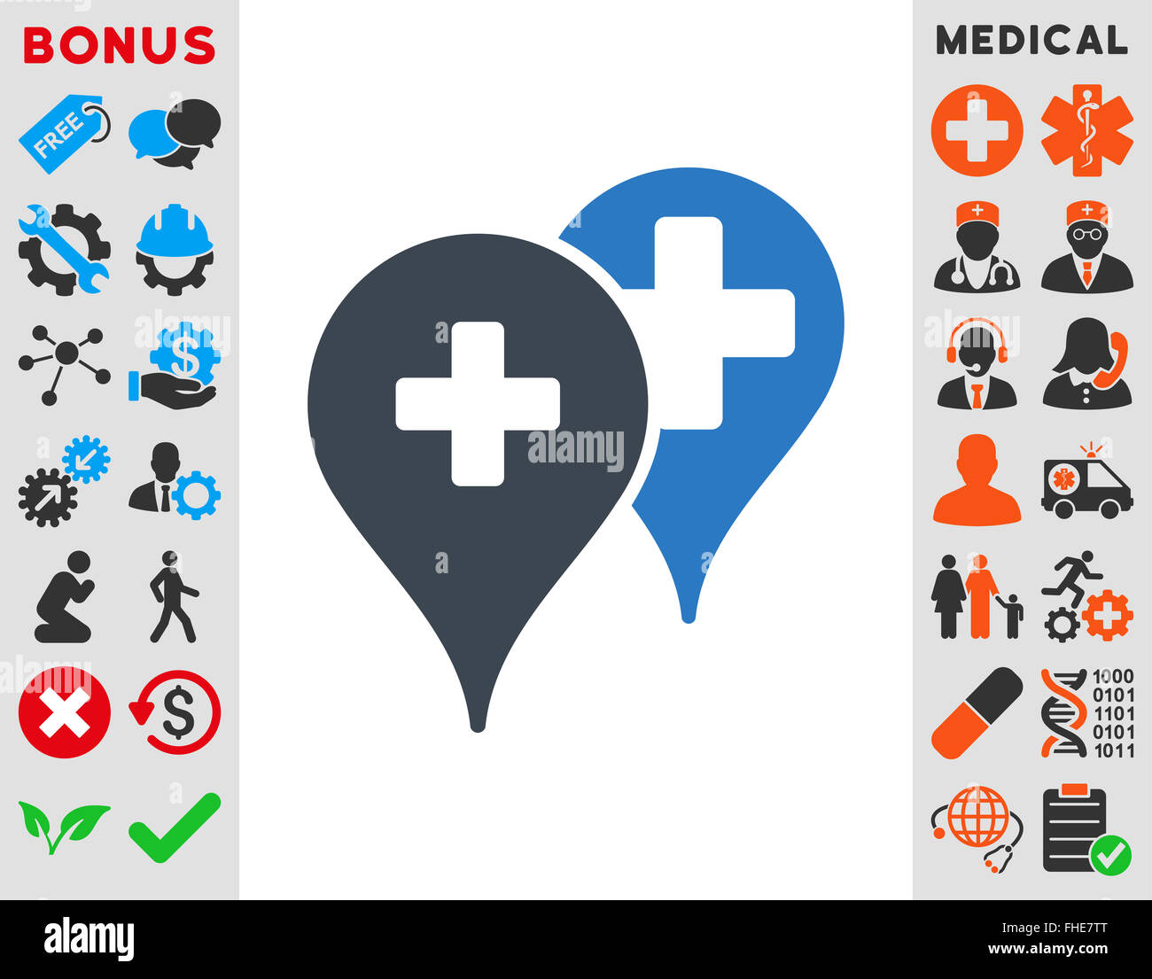 Medical Map Markers Icon Stock Photo - Alamy