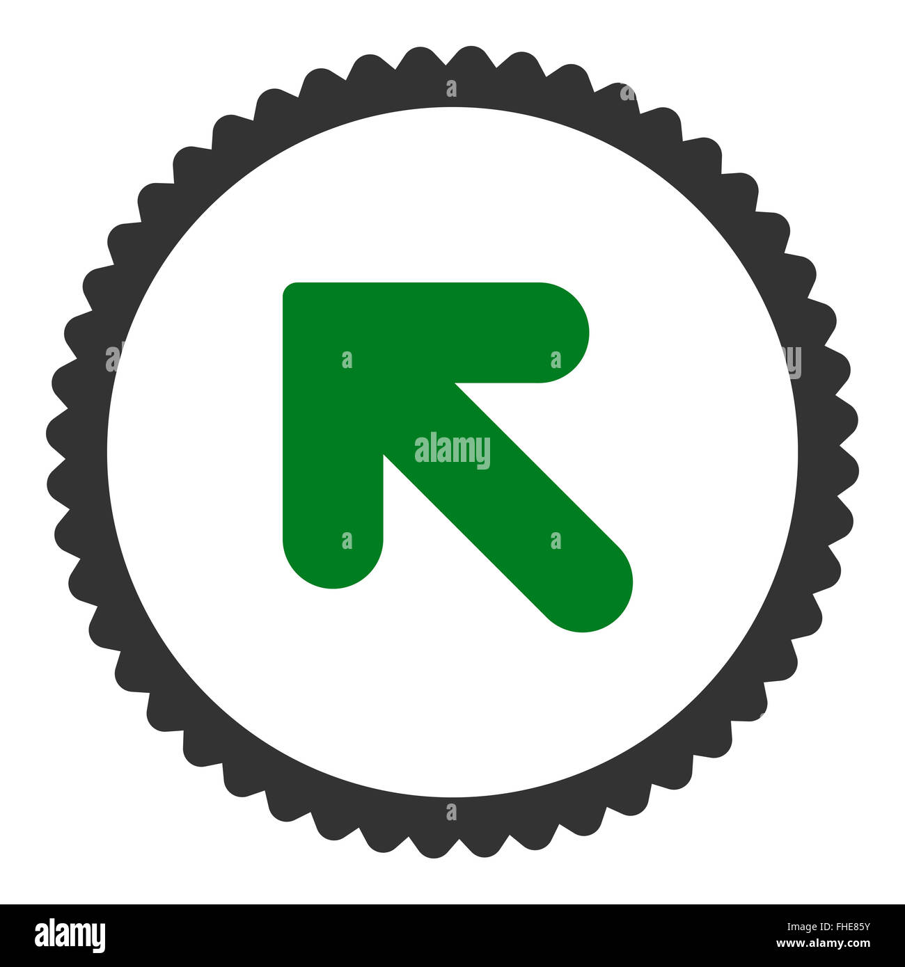 Arrow Up Left flat green and gray colors round stamp icon Stock Photo ...