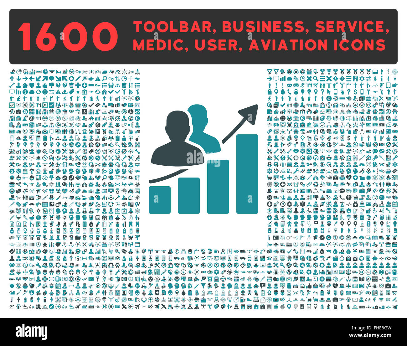 Audience Growth Icon with Large Pictogram Collection Stock Photo - Alamy
