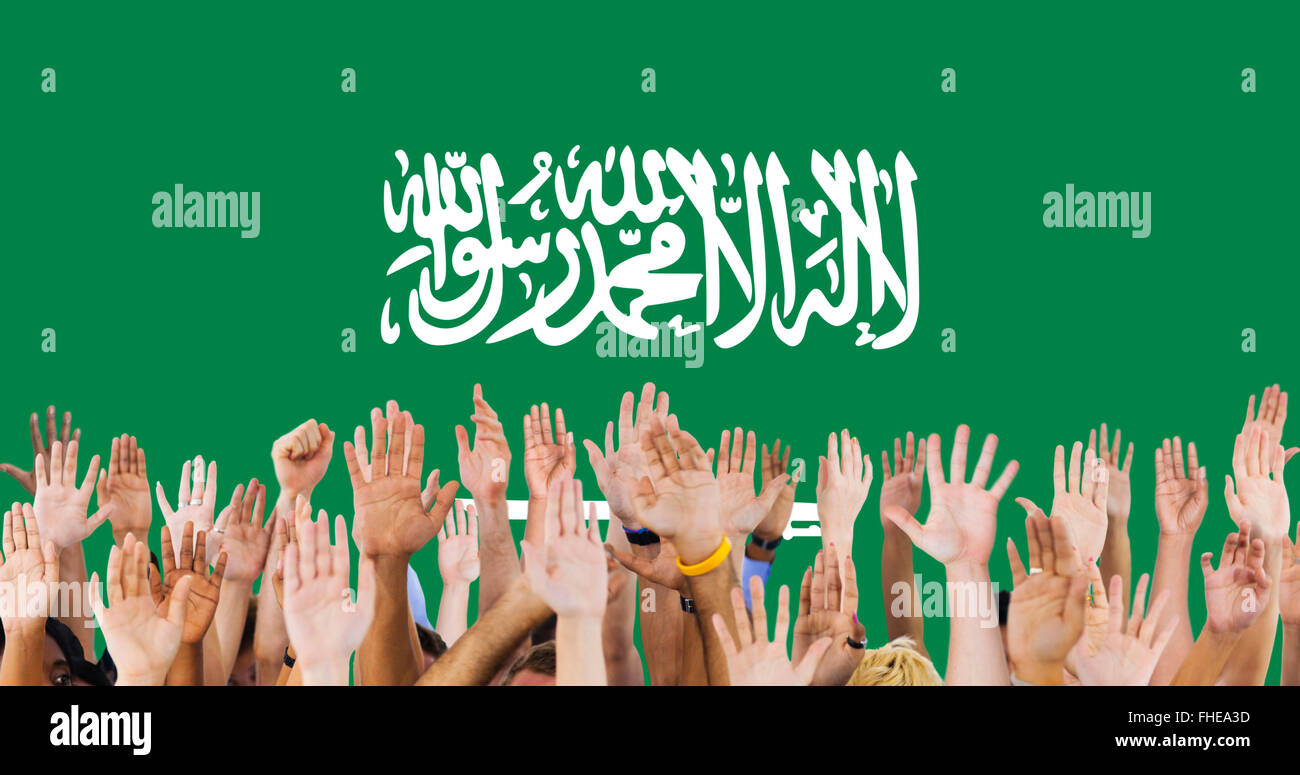 Saudi Arabia National Flag Group of People Concept Stock Photo - Alamy