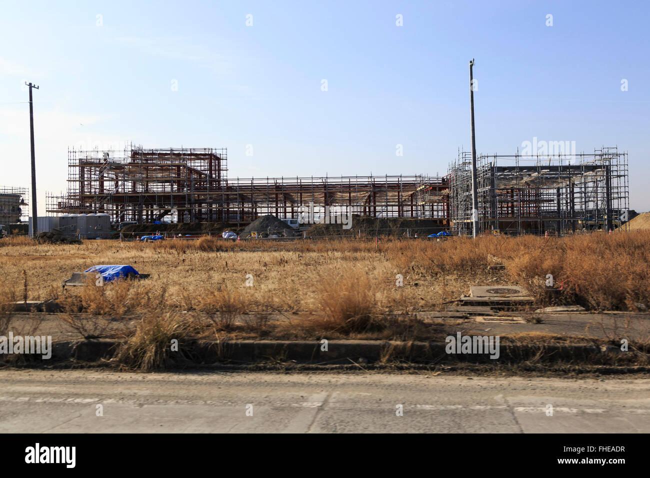 Land under redevelopment in an area destroyed by the 2011 Tohoku ...