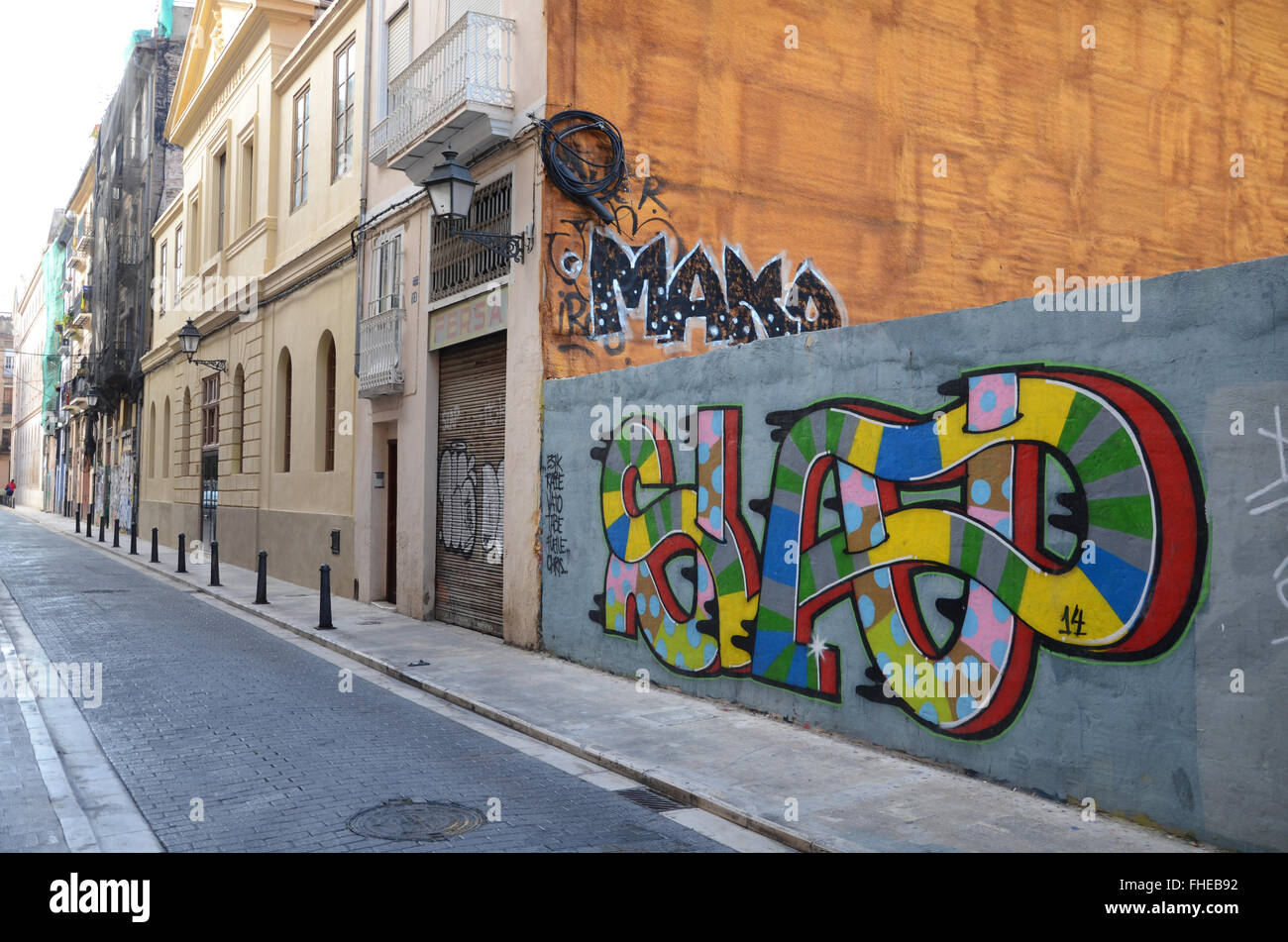 graffiti covered walls in Barrio del Carmen, Valencia Spain Stock Photo ...