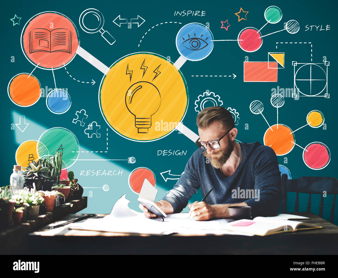 Light Bulb Ideas Creative Diagram Concept Stock Photo - Alamy