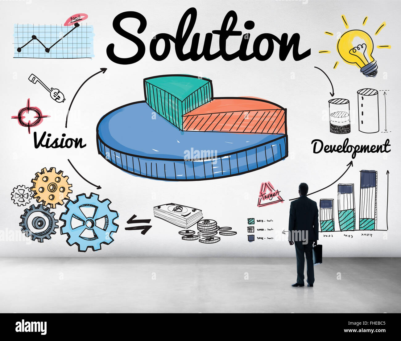 Pie Chart Solution Ideas Development Improvement Concept Stock Photo ...