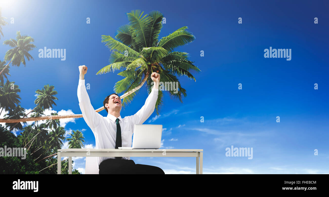 Businessman Travel Destination Working Success Relax Concept Stock ...