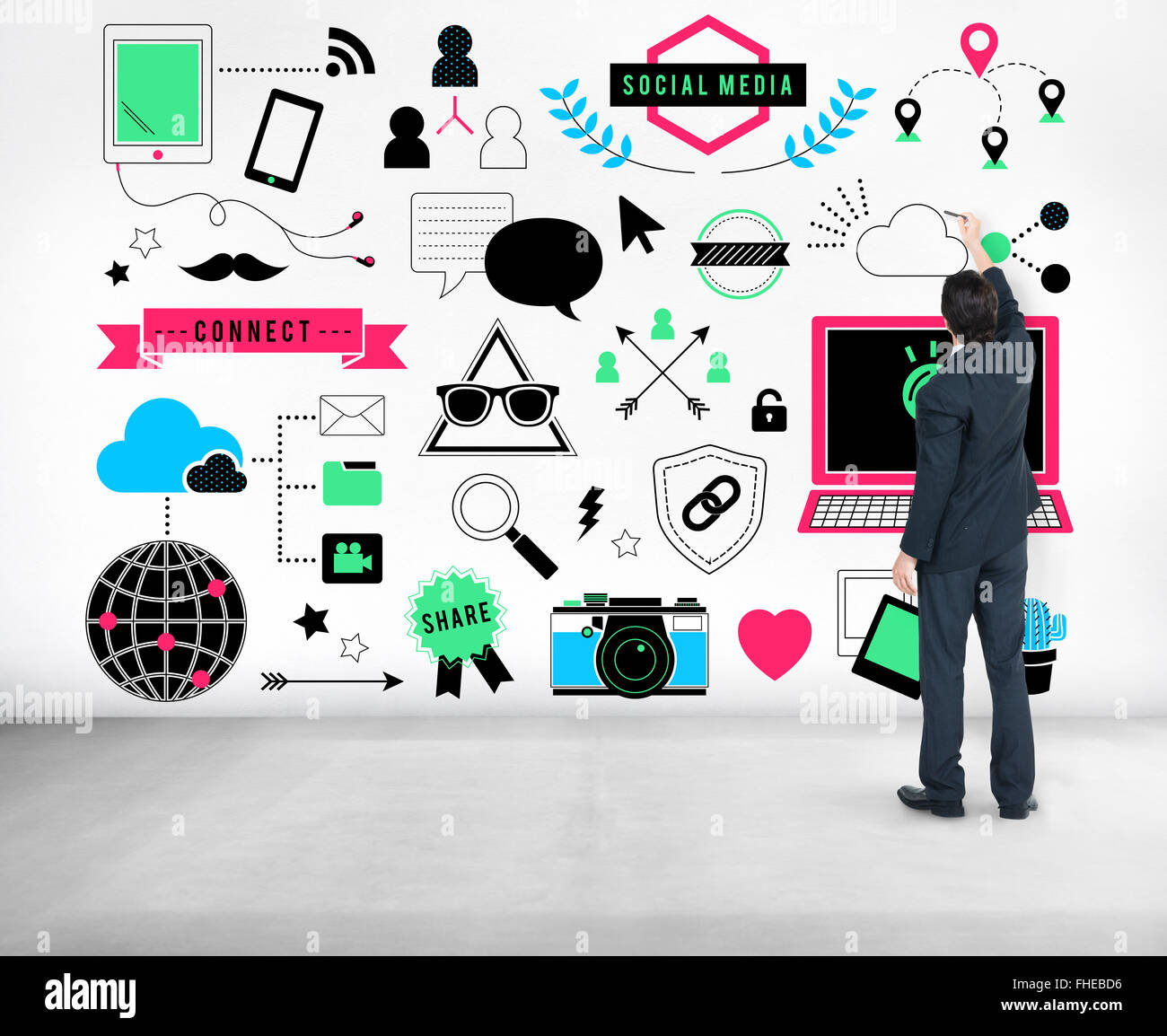 Social Media Technology Connection Graphic Concept Stock Photo - Alamy