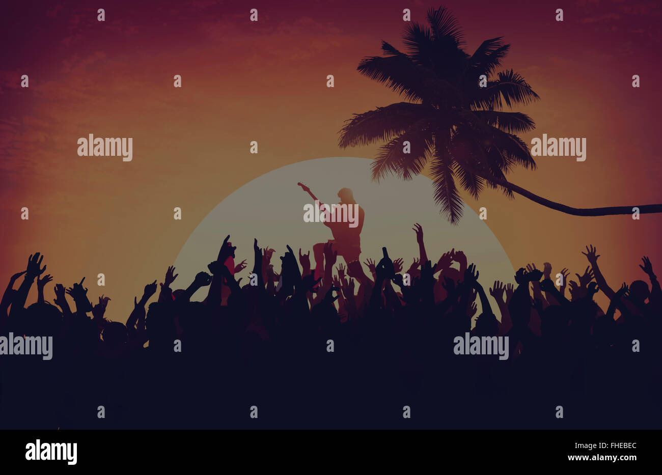 Summer Music Festival Beach Party Performer Excitement Concept Stock ...