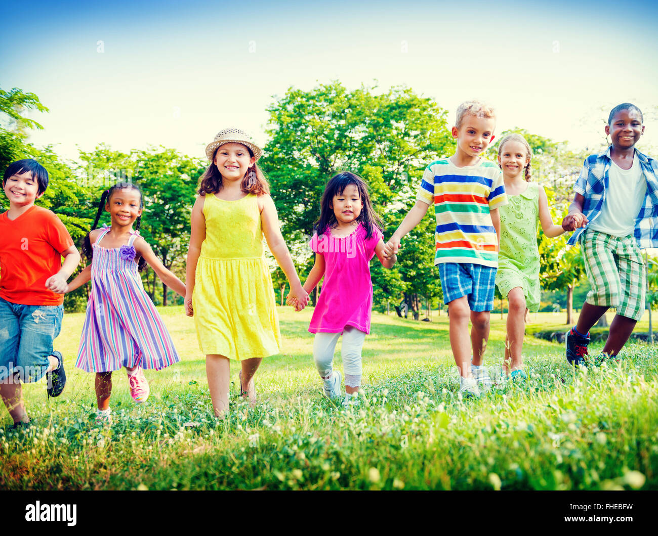 Children Park Friends Friendness Happiness Playful Concept Stock Photo ...