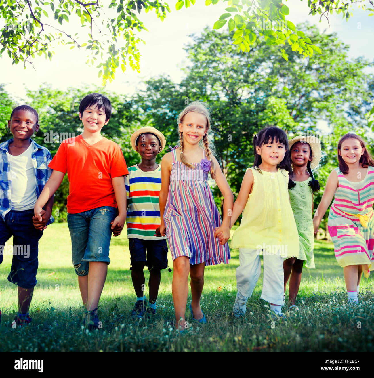 Diverse Children Friendship Playing Outdoors Concept Stock Photo - Alamy