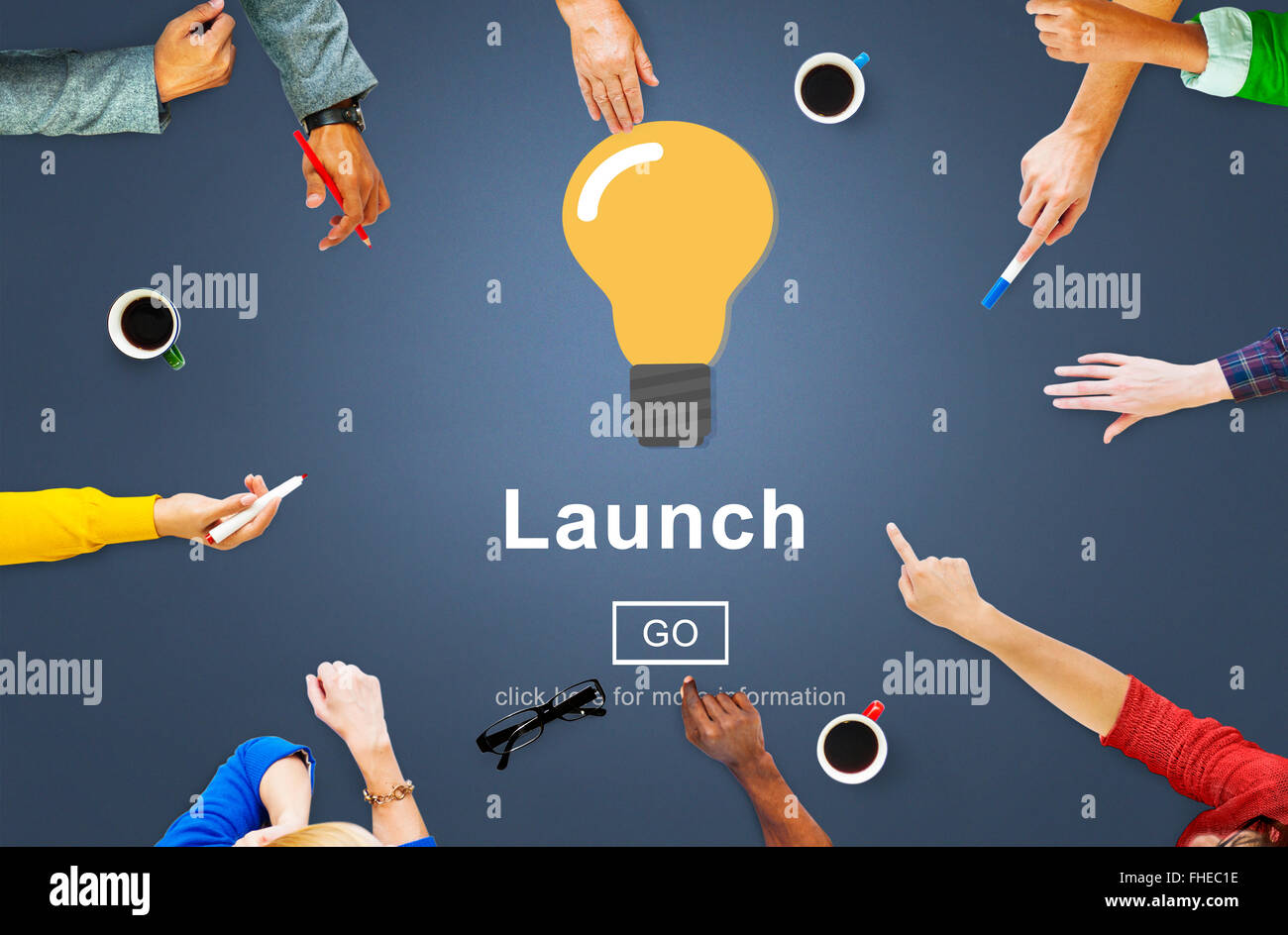 Launch Start Brand Introduce Light Bulb Concept Stock Photo - Alamy
