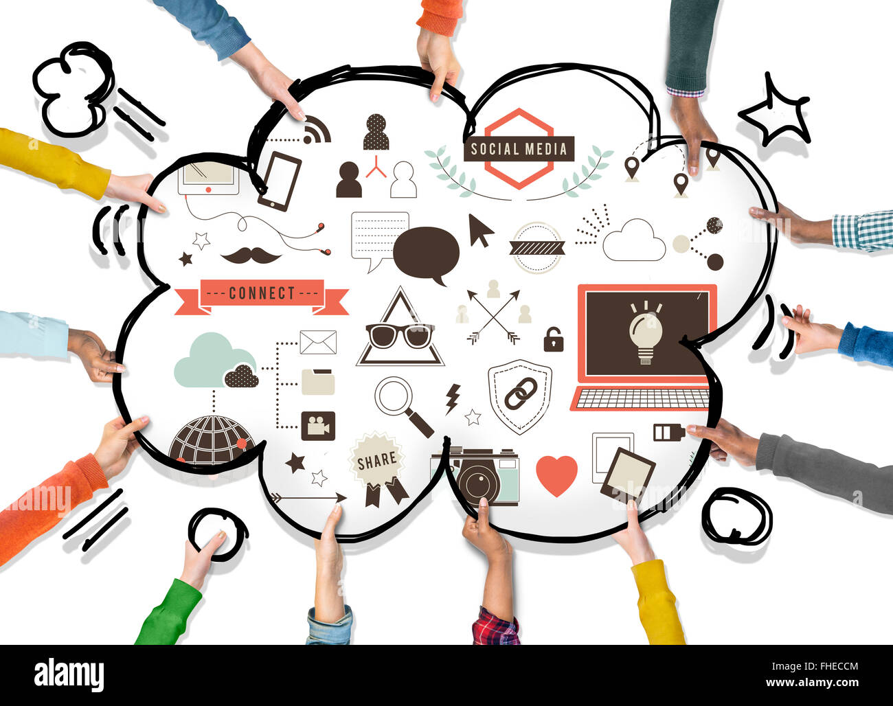 Social Media Technology Connection Graphic Concept Stock Photo - Alamy
