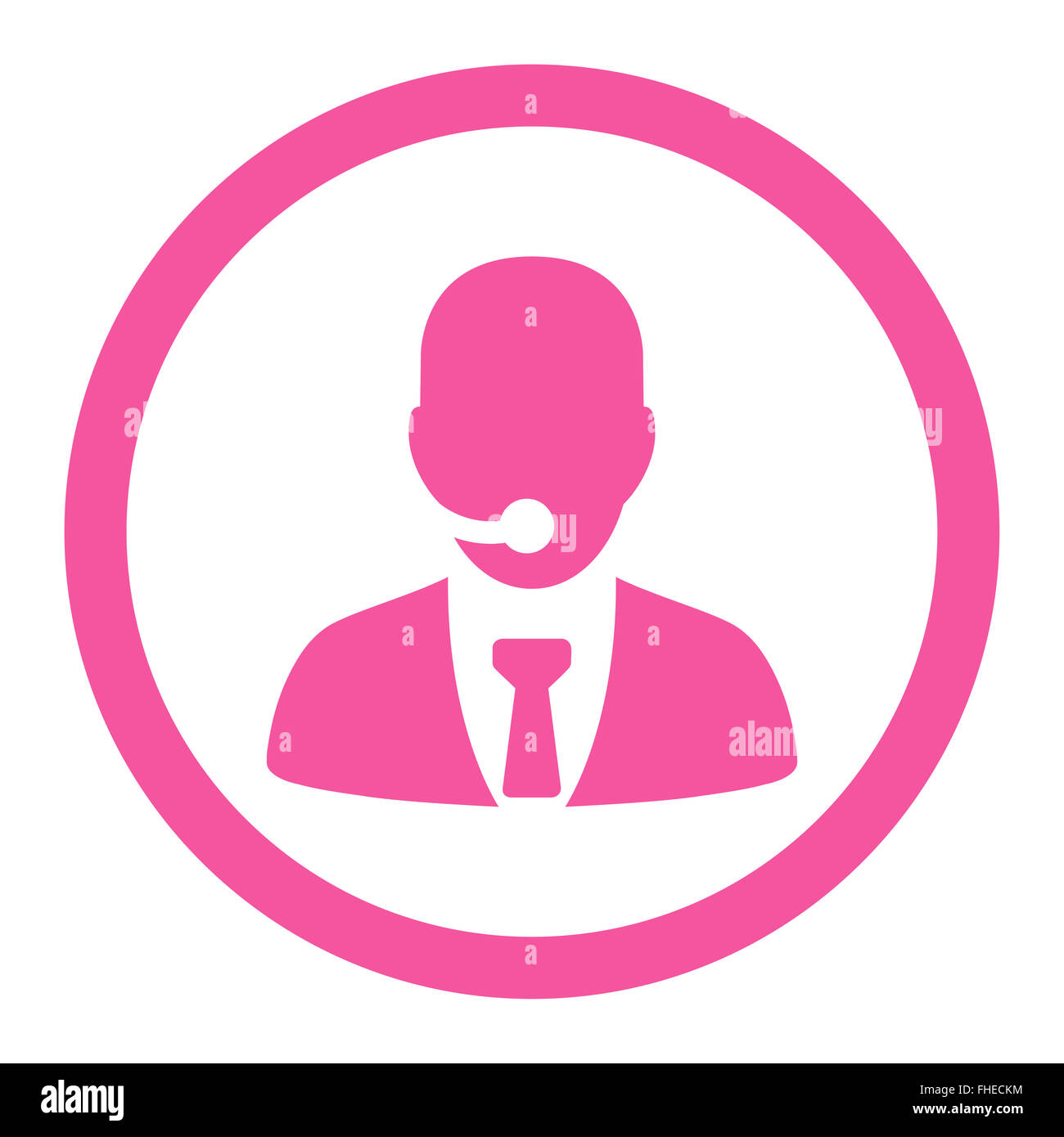 Call center operator flat pink color rounded vector icon Stock Photo ...